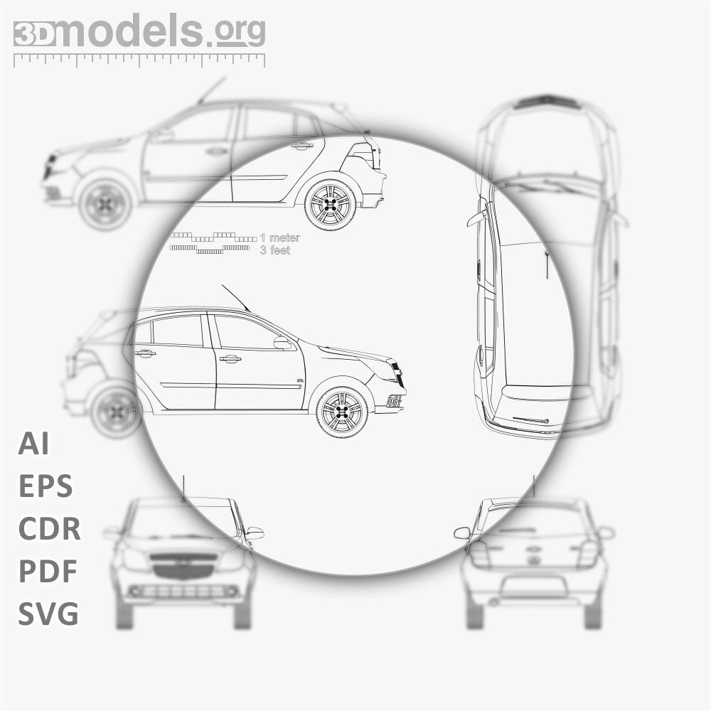Chevrolet Agile 2012 Vector Blueprint - 3DModels.org