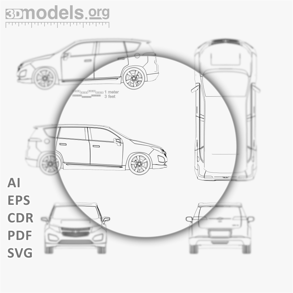 Chevrolet Volt MPV5 2015 Vector Blueprint - 3DModels.org