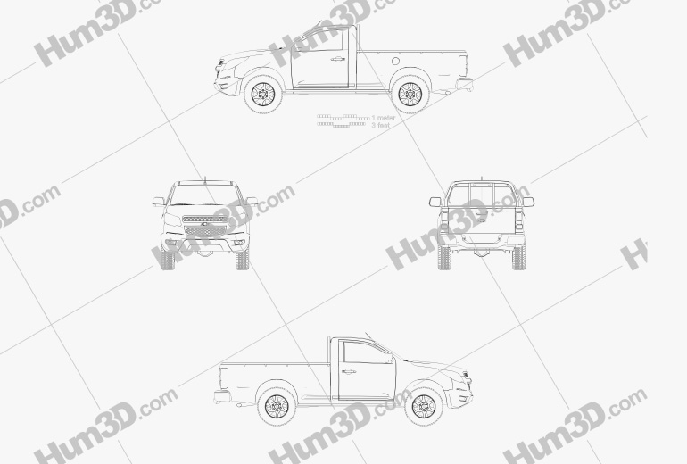 Chevrolet Colorado S-10 Regular Cab 2016 Blueprint - 3DModels.org