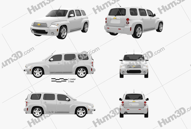 Chevrolet HHR wagon 2011 Blueprint Template - 3DModels.org