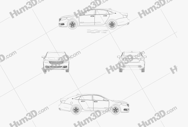 Chevrolet Impala 2017 Blueprint - 3DModels.org