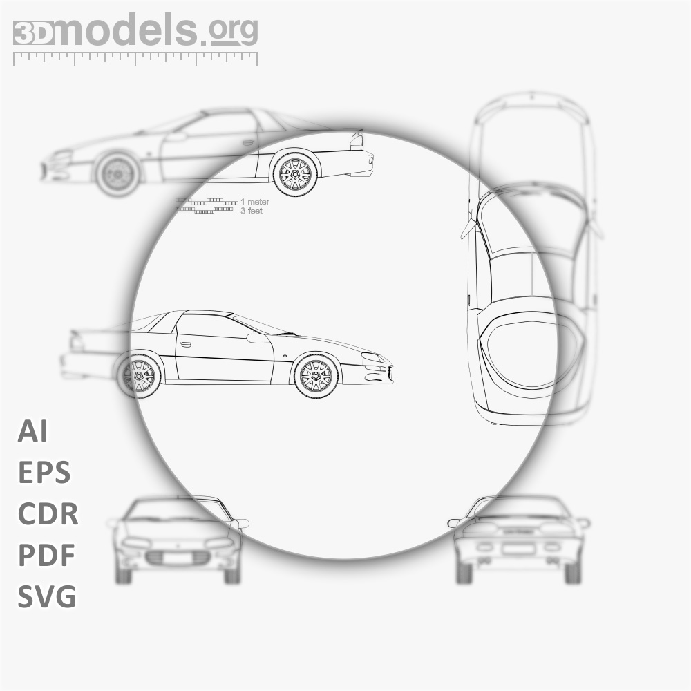 Chevrolet Camaro coupe 2002 Vector Blueprint - 3DModels.org