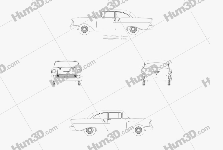 Chevrolet 150 sedan 1957 Blueprint - 3DModels.org