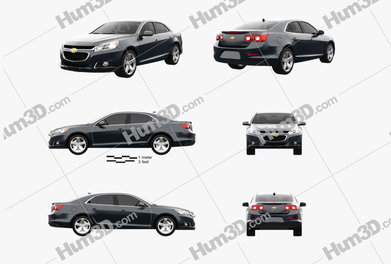 Chevrolet Malibu 2016 Blueprint Template - 3DModels.org