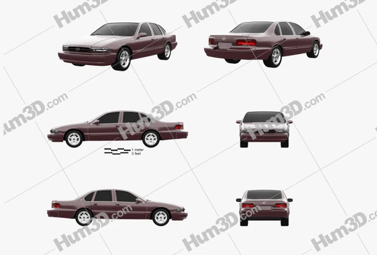 Chevrolet Impala blueprints Download in PNG - 3DModels.org