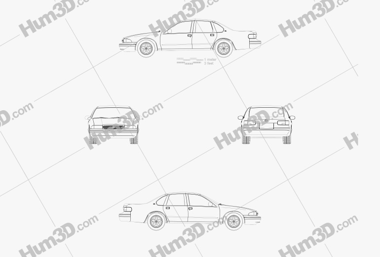 Chevrolet Impala SS 1996 Blueprint - 3DModels.org