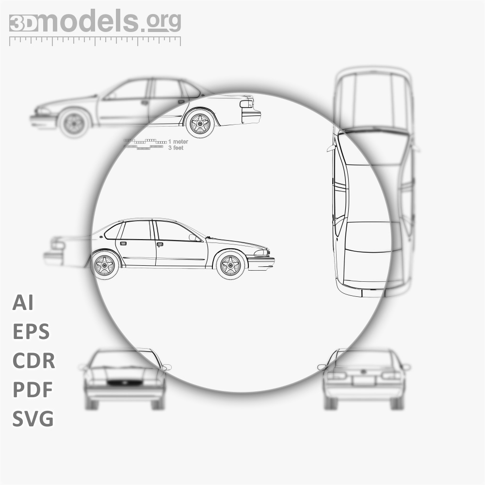 Chevrolet Impala SS 1996 Vector Blueprint - 3DModels.org