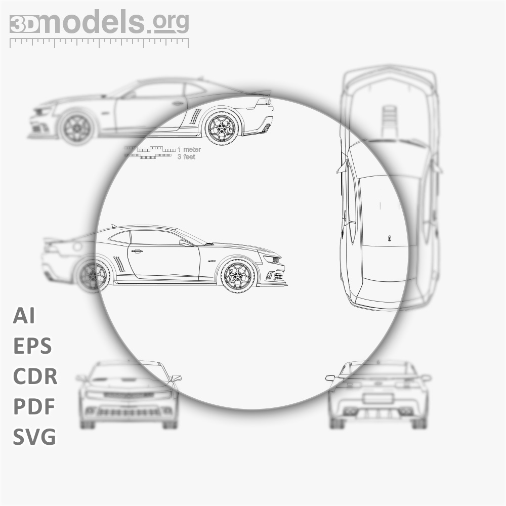 Chevrolet Camaro Z28 coupe 2016 Vector Blueprint - 3DModels.org