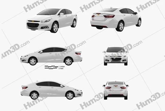 Chevrolet Cruze blueprints Download in PNG - 3DModels.org