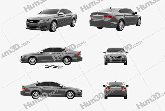 Chevrolet Impala blueprints Download in PNG - 3DModels.org