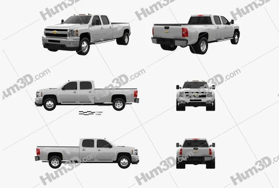 Chevrolet Silverado blueprints Download in PNG - 3DModels.org