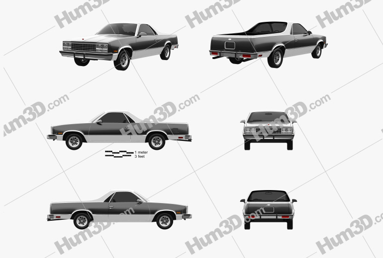 Chevrolet El Camino 1982 Blueprint Template - 3DModels.org
