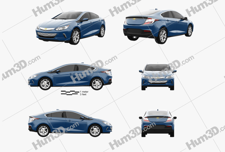 Chevrolet Volt 2018 Blueprint Template - 3DModels.org
