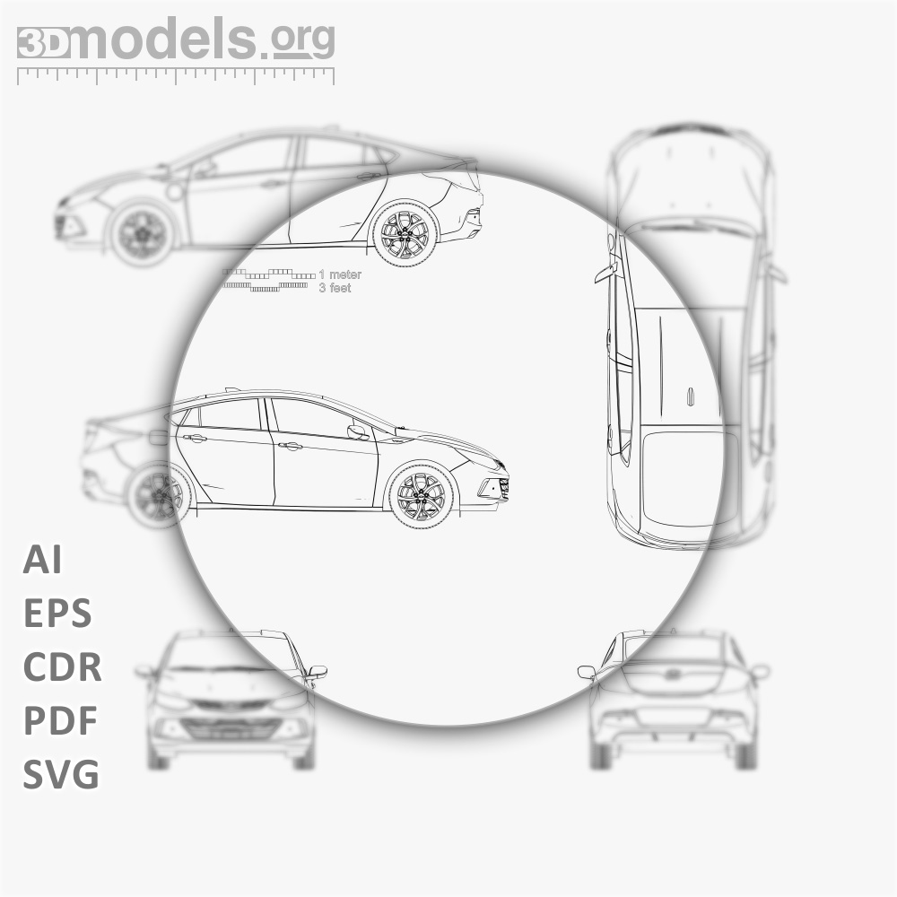 Chevrolet Volt 2018 Vector Blueprint - 3DModels.org