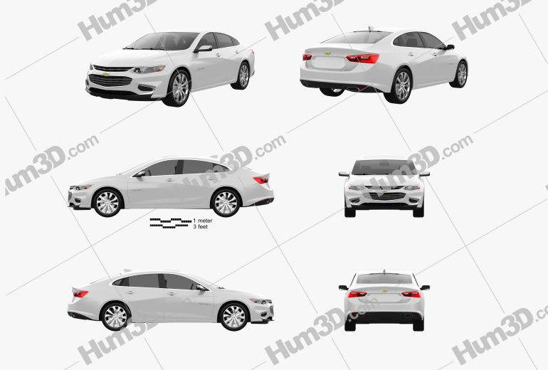 Chevrolet Malibu 2019 Blueprint Template - 3DModels.org