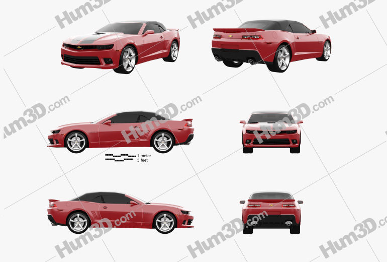 Chevrolet Camaro SS convertible 2017 Blueprint Template - 3DModels.org