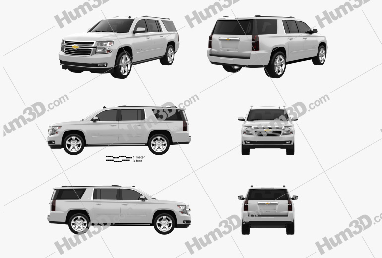 Chevrolet Suburban blueprints Download in PNG - 3DModels.org