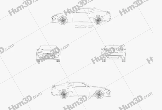 Chevrolet Camaro blueprints Download in PNG - 3DModels.org