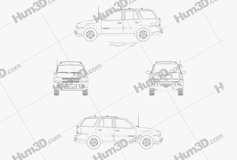 Chevrolet TrailBlazer LT 2009 Blueprint - 3DModels.org