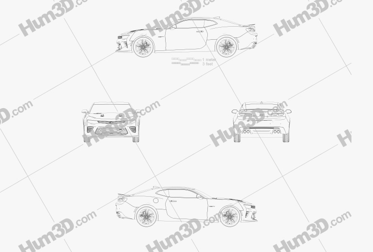 Chevrolet Camaro SS Indy 500 Pace Car 2017 Blueprint - 3DModels.org