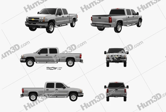 Chevrolet Silverado blueprints Download in PNG - 3DModels.org