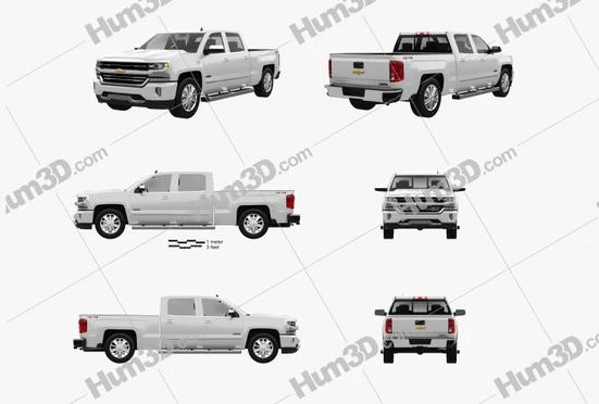 Chevrolet Silverado blueprints Download in PNG - 3DModels.org