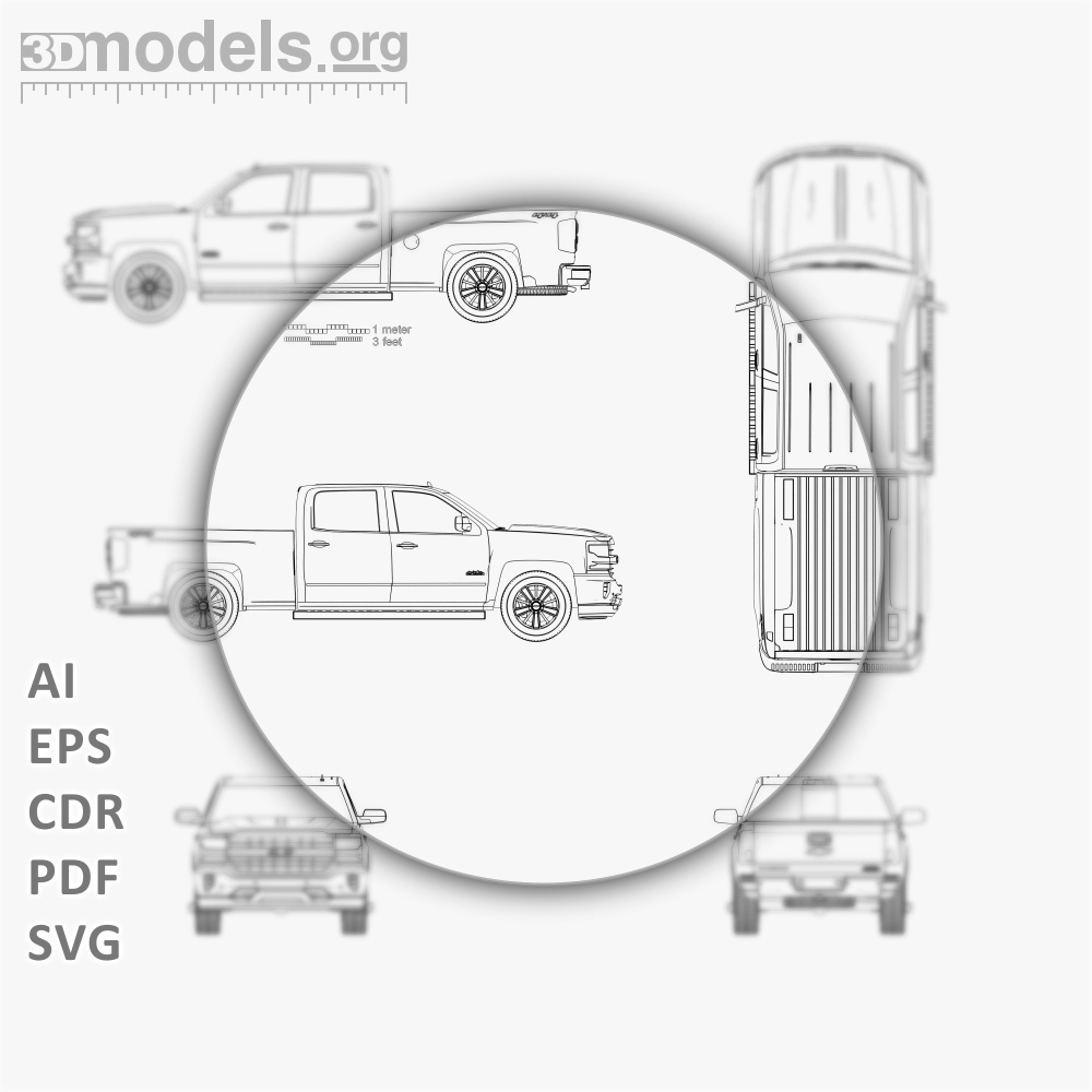 Chevrolet Silverado 1500 Crew Cab Standard Box High Country 2020 Vector ...