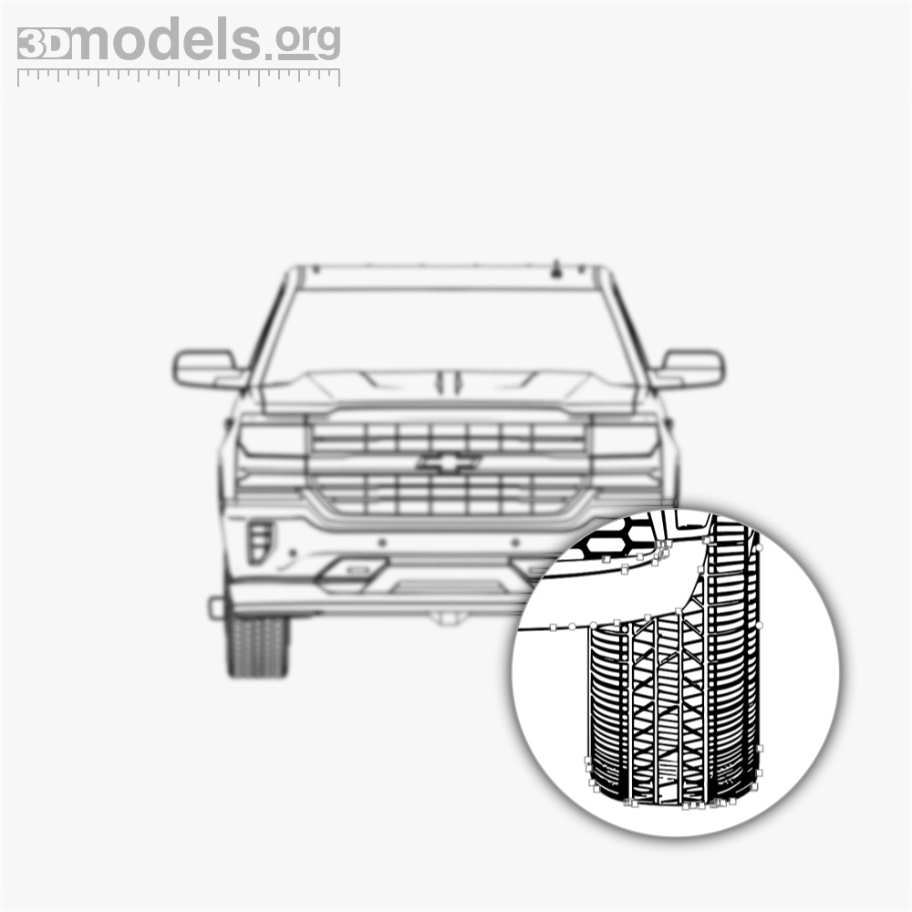 Chevrolet Silverado 1500 Crew Cab Standard Box High Country 2020 Vector ...