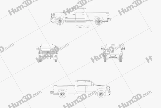 Chevrolet Silverado blueprints Download in PNG - 3DModels.org