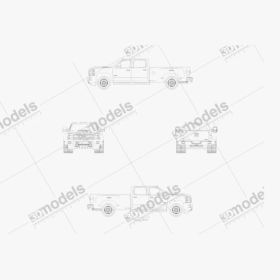 Chevrolet Silverado blueprints Download in PNG - 3DModels.org