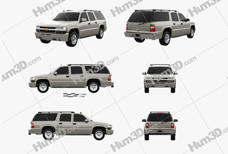 Chevrolet Suburban LT 2006 Blueprint Template - 3DModels.org