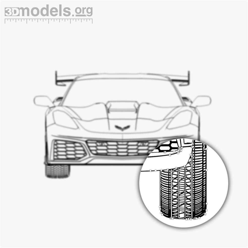 Chevrolet Corvette (C7) ZR1 coupe 2020 Vector Blueprint - 3DModels.org
