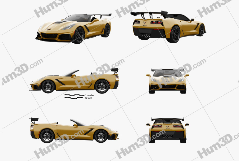 Chevrolet Corvette (C7) convertible ZR1 2018 Blueprint Template ...