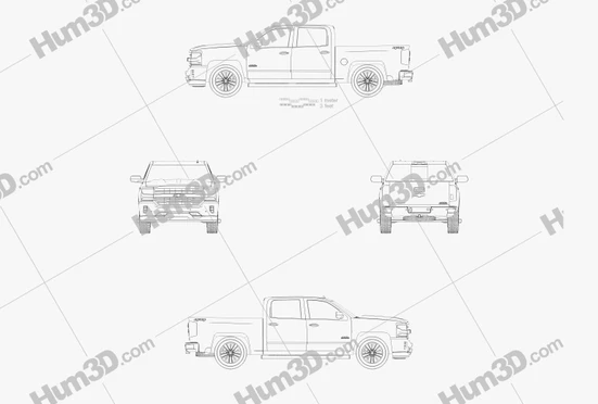 Chevrolet Silverado blueprints Download in PNG - 3DModels.org