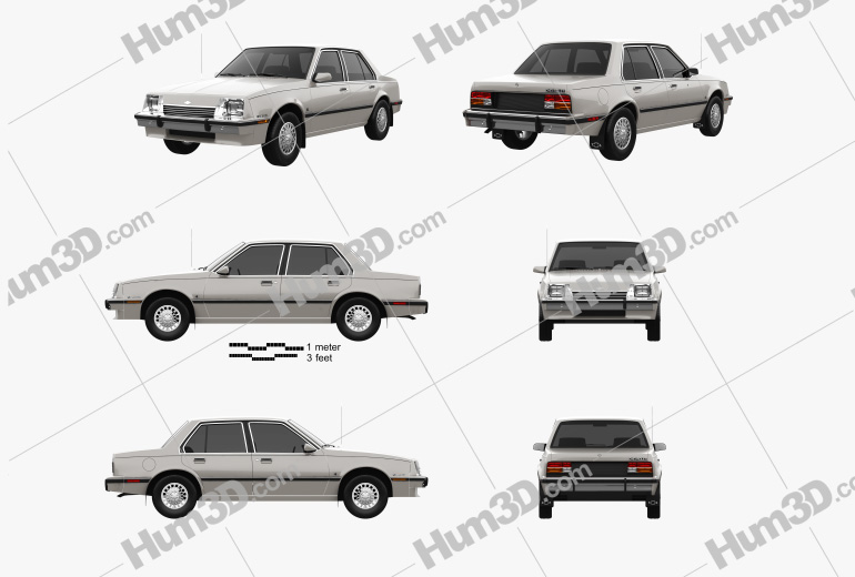 Chevrolet Cavalier sedan 1982 Blueprint Template - 3DModels.org