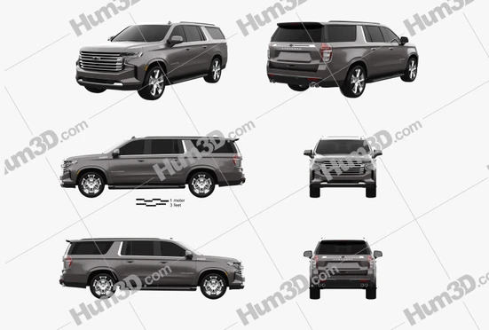 Chevrolet Suburban blueprints Download in PNG - 3DModels.org