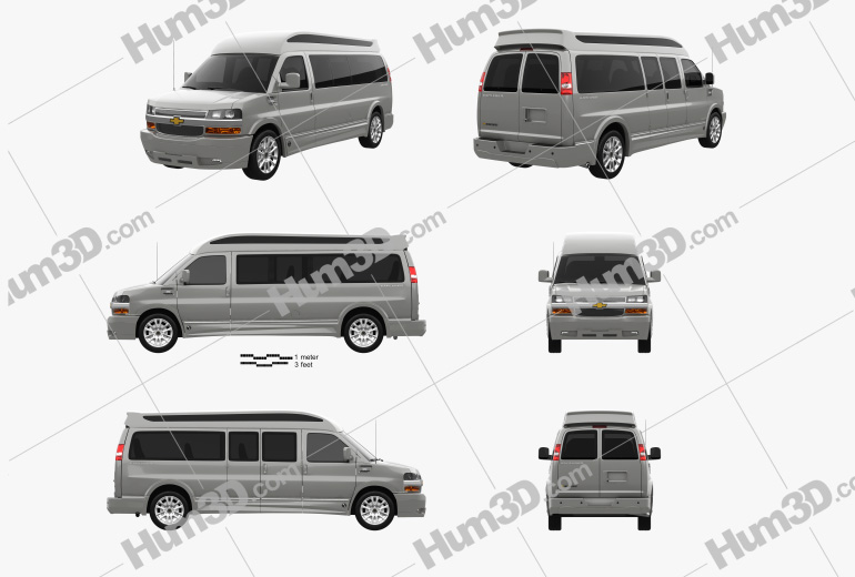 Chevrolet Express Explorer Limited SE LWB 2022 Blueprint Template ...