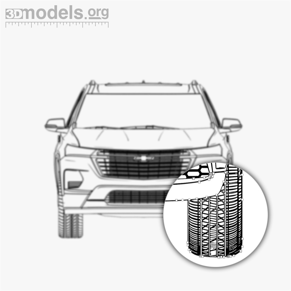 Chevrolet Traverse High Country 2023 Vector Blueprint - 3DModels.org