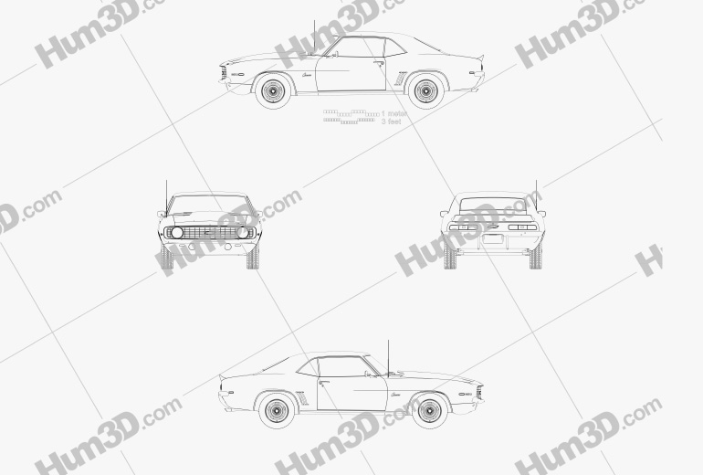 Chevrolet Camaro blueprints Download in PNG - 3DModels.org