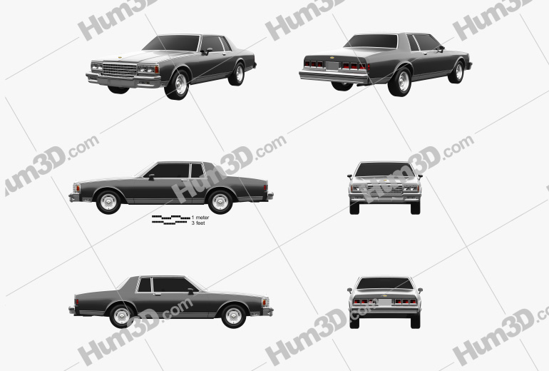 Chevrolet Caprice blueprints Download in PNG - 3DModels.org