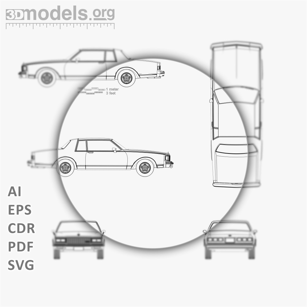 Chevrolet Caprice Landau 1985 Vector Blueprint - 3DModels.org