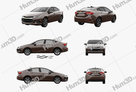 Chevrolet Cruze blueprints Download in PNG - 3DModels.org