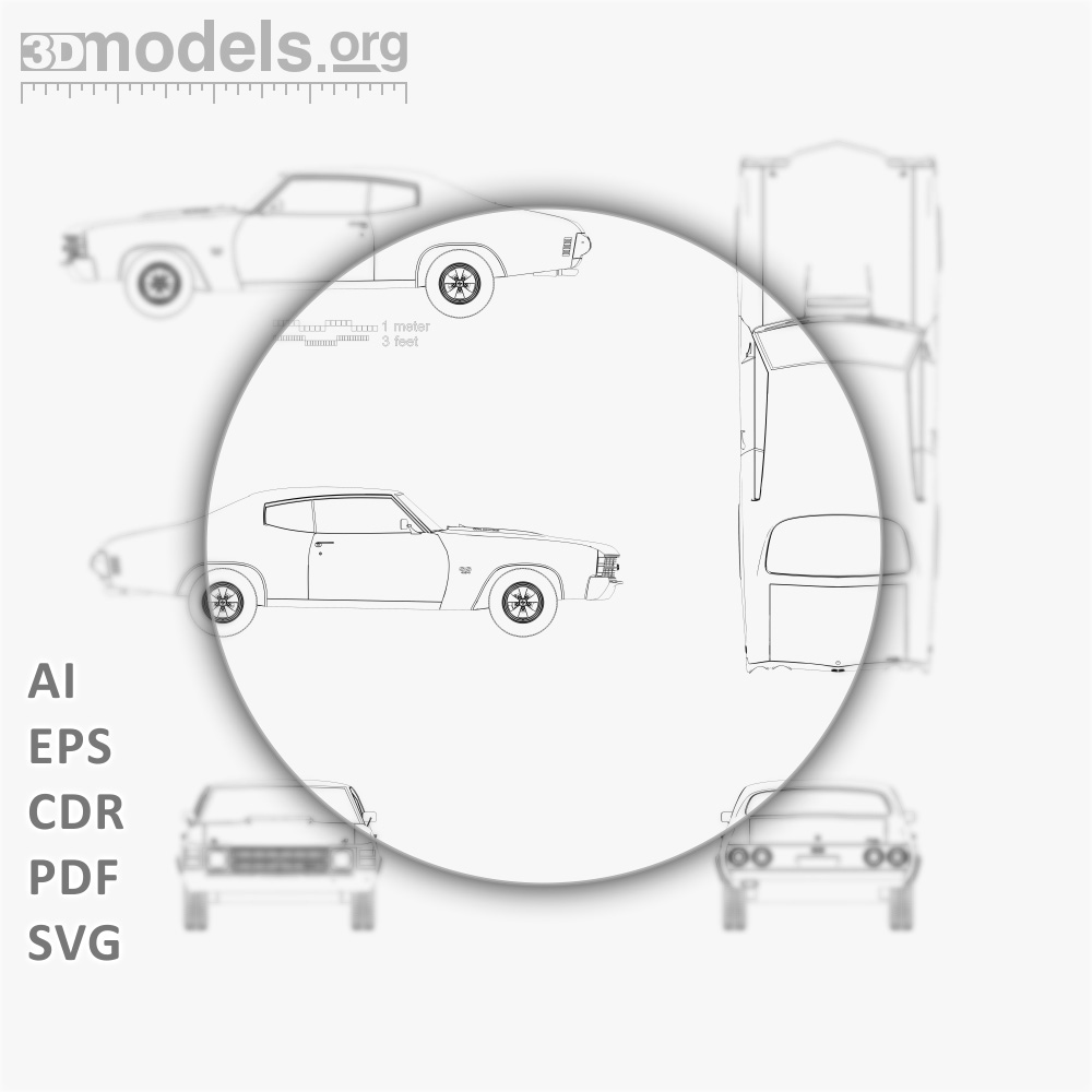 Chevrolet Chevelle SS 454 hardtop coupe 1974 Vector Blueprint ...