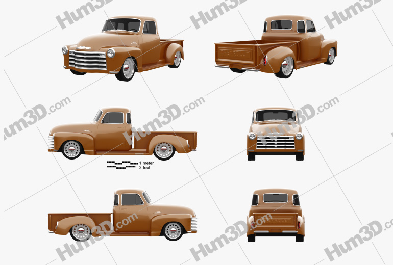 Chevrolet Advance Design Custom 1956 Blueprint Template - 3DModels.org