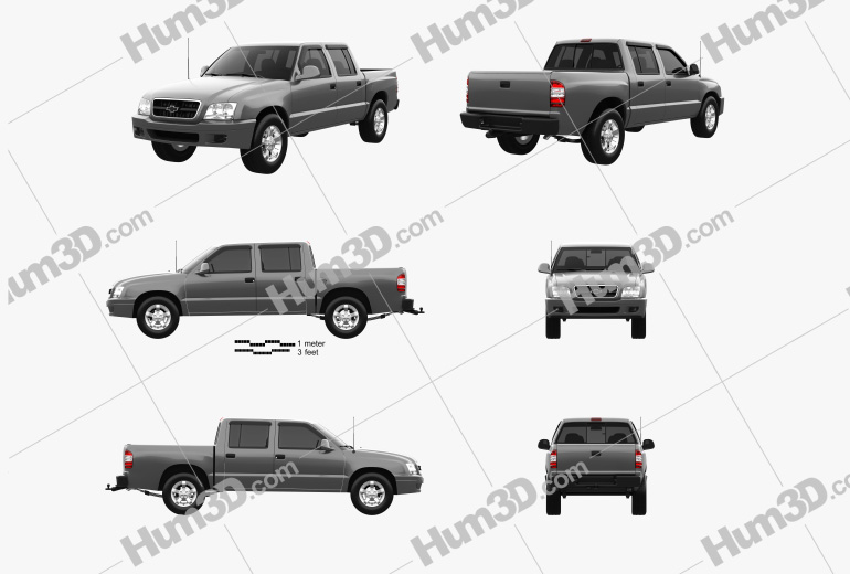 Chevrolet S10 Crew Cab 2006 Blueprint Template - 3DModels.org