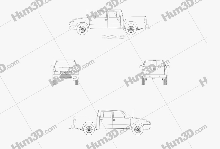 Chevrolet S10 Crew Cab 2006 Blueprint - 3DModels.org