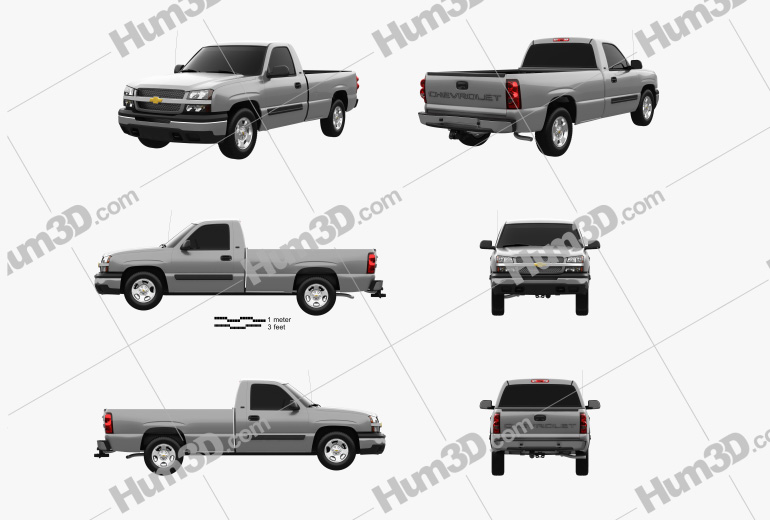 Chevrolet Silverado 1500 Regular Cab Long bed WT 2003 Blueprint ...