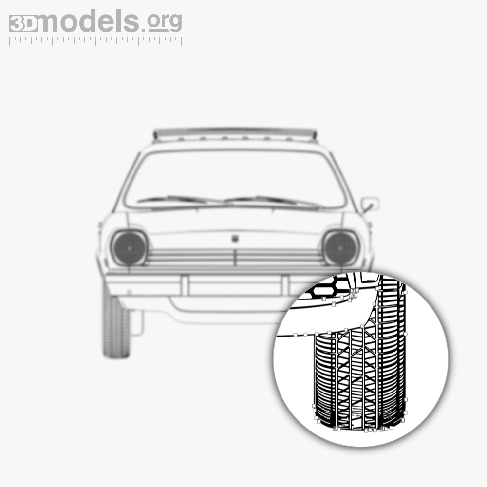 Chevrolet Vega Kammback wagon 1977 Blueprint Vector - 3DModels.org