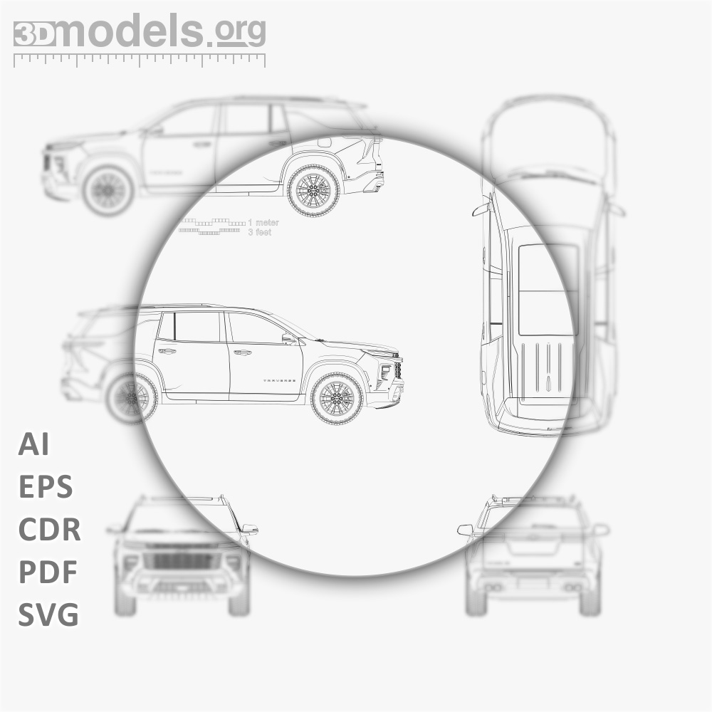 Chevrolet Traverse Z71 2025 Vector Blueprint - 3DModels.org