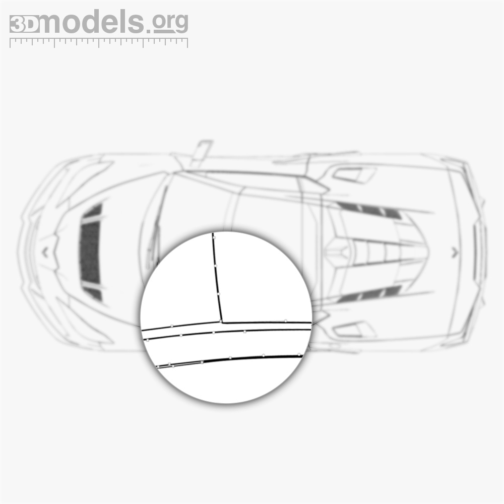Chevrolet Corvette coupe ZR1X 2025 Vector Blueprint - 3DModels.org